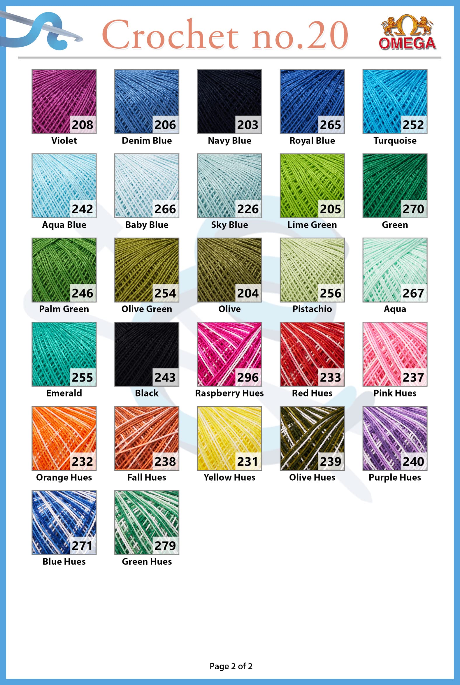 Crochet OMEGA NO.20 [30grs] - 100% Mercerized Cotton Yarn for Fine Crochet - Color 37-Denim Blue 206