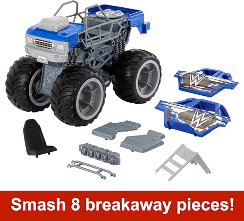Mattel WWE Action Figure & Vehicle Playset, Wrekkin Slam Crusher Monster Truck with 8 Breakaway Parts