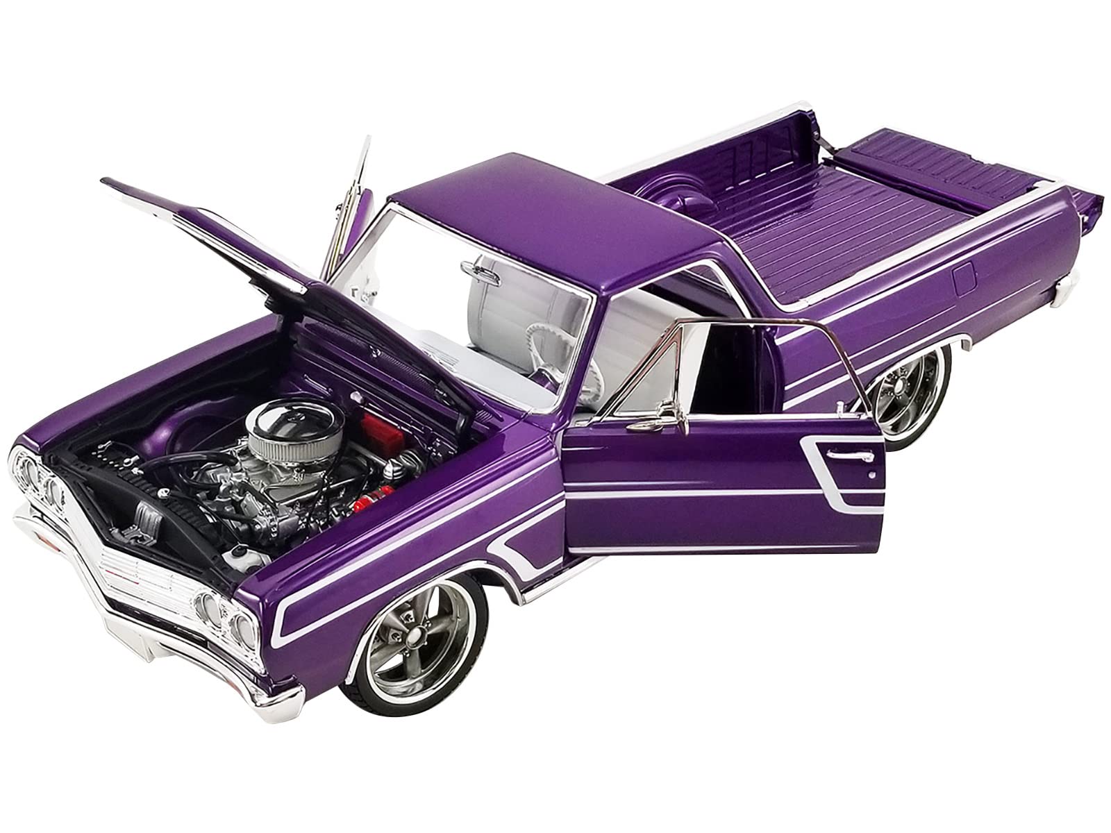 1965 Chevy El Camino SS Custom Cruiser Purple Met w/White Graphics Limited Edition to 678 Pieces Worldwide 1/18 Diecast Model Car by Acme A1805413