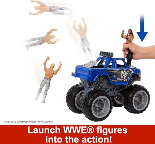 Mattel WWE Action Figure & Vehicle Playset, Wrekkin Slam Crusher Monster Truck with 8 Breakaway Parts