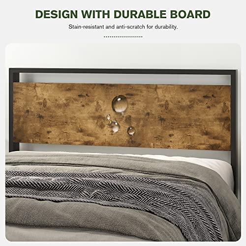 IMUsee Full Size Bed Frame with Wood Headboard, Rustic Farmhouse Full Platform Bed Frame with Heavy Duty Strong Metal Slats Support, Modern Bed Framework, No Box Spring Needed, Easy Assembly, Brown