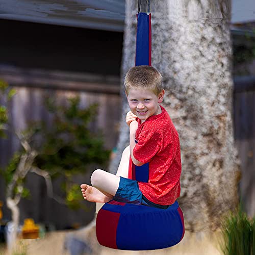 DEARCOOL 4 in 1 Kids Pod Swing Seat, Child Hammock Chair with Inflatable Cushion, 100% Cotton, for Indoor and Outdoor use, with Adjustable Belt, All Accessories Included