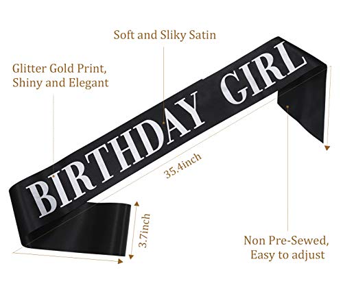 BABEYOND Crystal Birthday Tiara Crown Princess Birthday Crown Hair Accessories Set Happy Birthday Crown Tiara with Sash for Women(Silver and Pink)