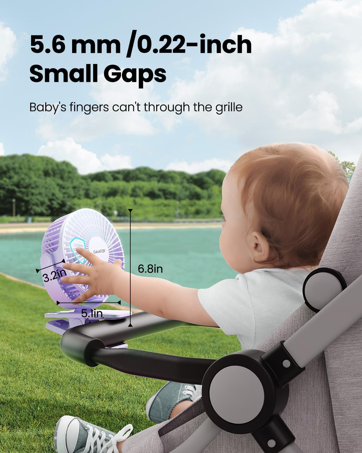 Gaiatop Portable Clip on Fan Battery Operated, Small Powerful 3 Speed Quiet 360° Rotate, USB Rechargeable Mini Personal Cooling for Desk Table Home Office Stroller Camping Purple