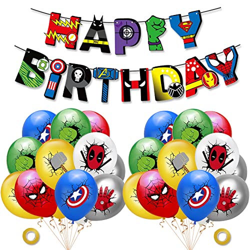 Superhero Decoration Balloon,Banners,Cake insert banner,Spider Man,Iron Man,Captain America Theme Party Set,Exclusive Cake Decoration,Party Supplies, Red,blue,yellow (SUPER 2)