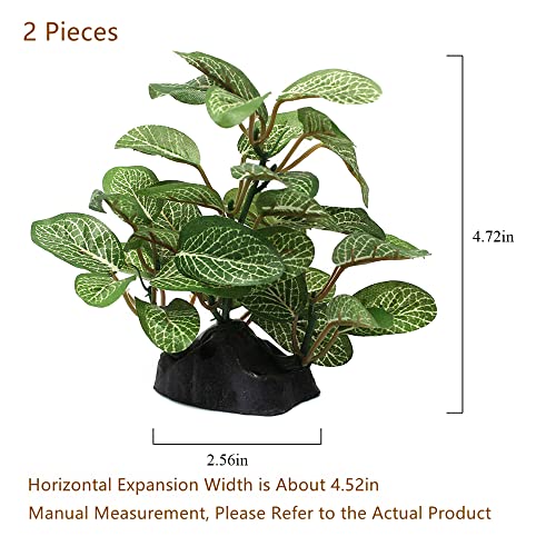Otimark 2 Piece Realistic Faux Silk Aquarium Ficus Tree Cool Small Betta Fish Tank Grass Fake Artificial Plants Plastic Decorations Ornament