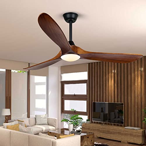 ZHUYILONG 60 Inch Ceiling Fans with Lights and Remote, LED Ceiling Fan with Light, Modern Indoor Outdoor Ceiling Fan for Patios Bedroom Living Room Kitchen Farmhouse (WY-038)