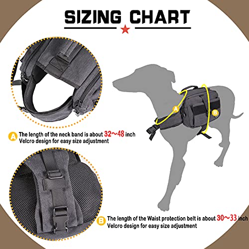 Himal Outdoors Dog Backpack for Large Dog, Dog Pack Hound Travel Camping Hiking Bag, Saddle Bag Rucksack with Side Pockets & Adjustable Strap