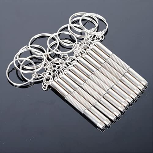 FGJFJ Repair Tool 3 in 1 Mini Stainless Steel Screwdriver Keychain Eyeglass Repair Kit, White, One Size