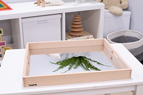 TickiT Wooden Mirror Tray - Explore Reflection, Symmetry and Patterns - for All Ages - Add Reflection to Any Sensory Activity Station