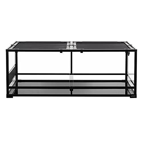 REPTI ZOO 85 Gallon Reptile Glass Terrarium, 48" x 24" x 18" Reptile Detachable Terrarium with Double Hinge Door & Screen Ventilation, 2 in 1 Large Reptile Terrarium