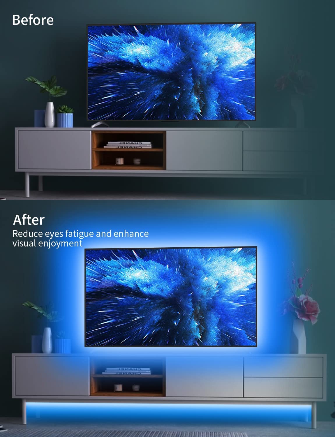 Daymeet LED TV Backlights, 9.8 ft USB Powered LED Lights for TV 32-60 inch RGB Color Changing LED Strip Lights TV Monitor Behind Lighting with Remote Music Sync Bluetooth APP Control