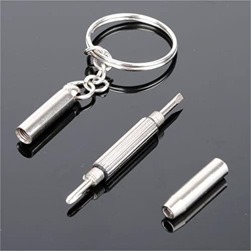 FGJFJ Repair Tool 3 in 1 Mini Stainless Steel Screwdriver Keychain Eyeglass Repair Kit, White, One Size