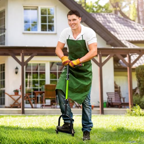 Evcitn 4 in 1 Lawn Aerator – Manual Plug Coring Aerator, Spike Aeration with Inches Iron Tines, Twist Tiller Claw Cultivator, Half Moon Lawn Edger for Flower Box, Sidewalks,Garden,Lawn…