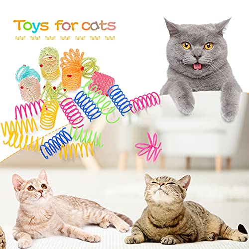 30 Pieces Cat Springs Cat Spiral Toys Cat Fetch Chew Toy Kitten Pet Plastic Coil Spiral Springs for Kitten Bouncing Play Training, 2 Styles
