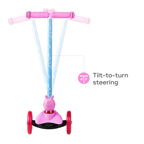 Sakar Self Balancing Toddler Scooter with Light-Up Wheels - Extra Wide Deck, 3 Wheel Platform, Foot Activated Brake, 75 Lbs Limit, Scooter for Kids Ages 3-5