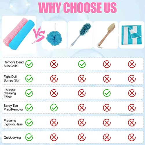2 Pcs African Net Sponge, African Exfoliating Clean Bath Sponge, Bath Bath Towels,Nylon Net,Wash Cloths,Back Scrubber for Shower, Suitable for Daily use (Lake Blue Pink)