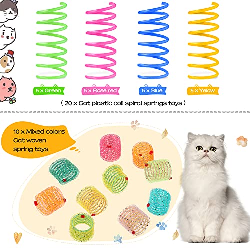 30 Pieces Cat Springs Cat Spiral Toys Cat Fetch Chew Toy Kitten Pet Plastic Coil Spiral Springs for Kitten Bouncing Play Training, 2 Styles