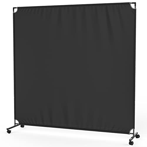 Steel-AID Room Divider Freestanding Office Wall Partition with Blackout Screen, Durable Iron Frame & Rolling Wheels for Privacy in Bedroom, School, College, Studio Apartment & Church Grey, 72”x71”