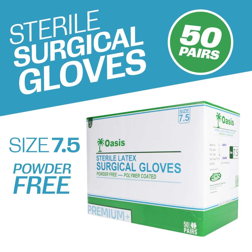 Generic Powder Free Latex Surgical Gloves, Size 7.5, 50 Pair/Box
