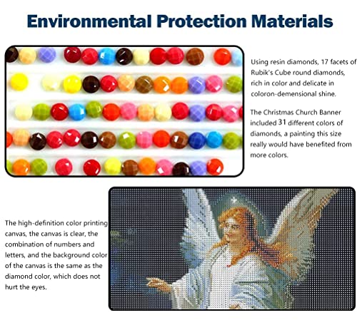 JesMolla 5D DIY Diamond Art Painting Kits for Adults, Large Size Full Drill Diamond Arts Rhinestone Pasted, DIY Painting Diamonod Dot Arts Crafts for Home Wall Decor Gift, 15.8”x21.6” (Angel Bless)