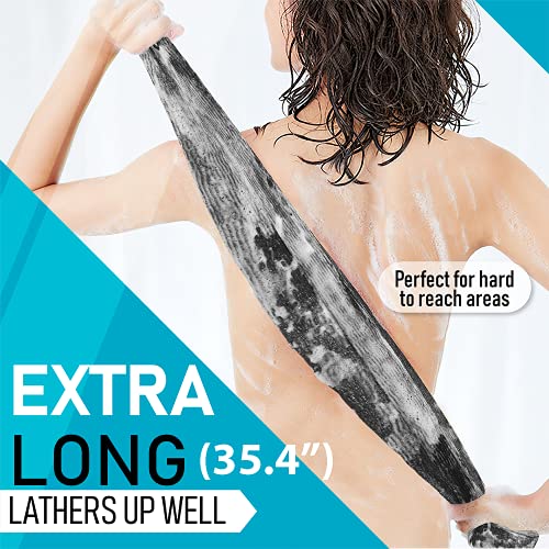 Soft, Medium & Hard (3pc) Exfoliating Washcloth Variety Pack (11.8" X 35.4") Body Wash Nylon Scrub Cloth Back Scrubber Sponge Towel Weave for Bath Shower Beauty Skin Washcloth for Women & Men