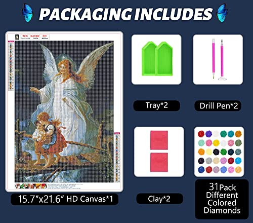 JesMolla 5D DIY Diamond Art Painting Kits for Adults, Large Size Full Drill Diamond Arts Rhinestone Pasted, DIY Painting Diamonod Dot Arts Crafts for Home Wall Decor Gift, 15.8”x21.6” (Angel Bless)