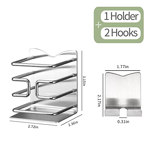 Electric Razor Holder Wall Mounted,Toothbrush Holder,with Shaver Hook Hanger 2 Pack,Stainless Steel Self Adhesive Shower Storage Razor Shelves and Hooks,Razor Shaver Accessory Organizer for Bathroom