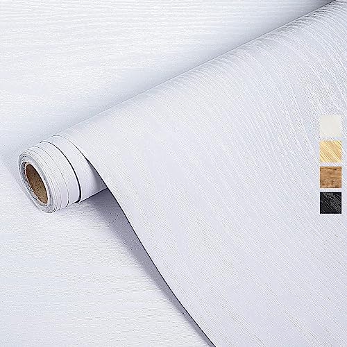 Yinhua 15.7"Ć118" White Wood Contact Paper Peel and Stick Wallpaper, Wood Grain Contact Paper for Cabinets Countertops Shelves Walls, Self Adhesive Wall Paper Sticker Pull and Stick Waterproof