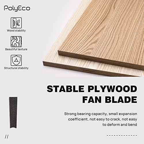 POLYECO Modern Ceiling Fans with Light, 6-Speed LED Ceiling Fan with Reversible DC Motor, Remote Control & Timing Function for Living Room Dining Room Bedroom(Matte Silver)