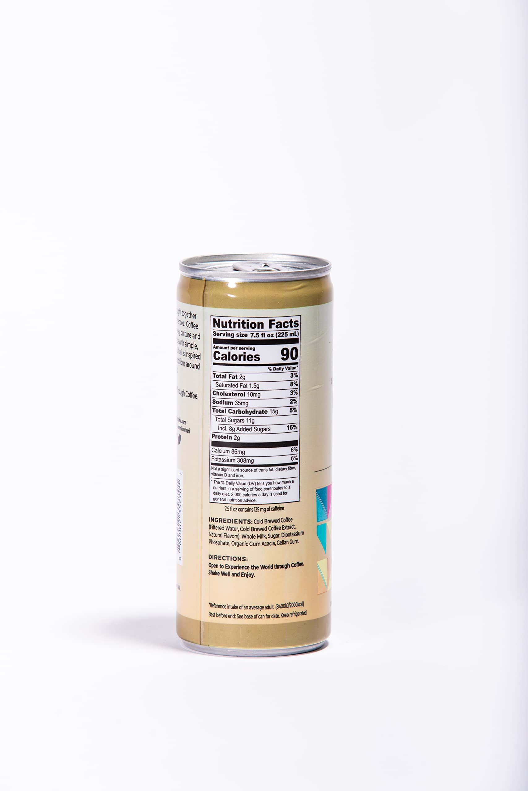 Culturi Organic Canned Coffee - All Natural Non-GMO Cold Brew Coffee with Whole Milk and Cane Sugar - Cafe Con Leche - Preservative Free, Shelf Stable, Best Served Cold (12 Pack of Cans)
