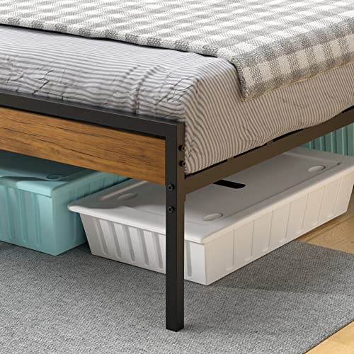 Alkmaar 12 Inch Full Size Bed Frame Platform with Headboard and Footboard No Box Spring Needed Metal-Wood Platform Bedframe, Easy Assembly