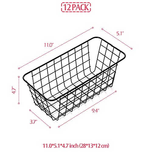 XINFULL 12 Pack Wire Storage Baskets Household Metal Wall-Mounted Containers Organizer Bins for Kitchen Bathroom Freezer Pantry Closet Laundry Room Cabinets Garage Shelf, Medium