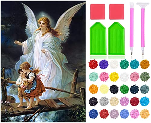 JesMolla 5D DIY Diamond Art Painting Kits for Adults, Large Size Full Drill Diamond Arts Rhinestone Pasted, DIY Painting Diamonod Dot Arts Crafts for Home Wall Decor Gift, 15.8”x21.6” (Angel Bless)