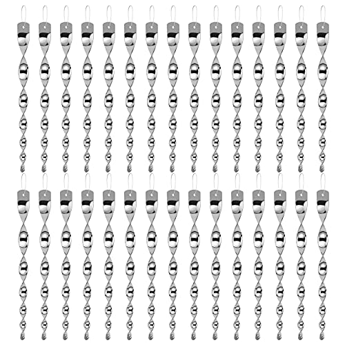 Besmon Woodpecker Bird Scare Devices，Reflective Scare Rods Control Device to Keep Birds Away from Patio Pool（Christmas Reflective Strip Hanging Home as Decoration） (30PCS)