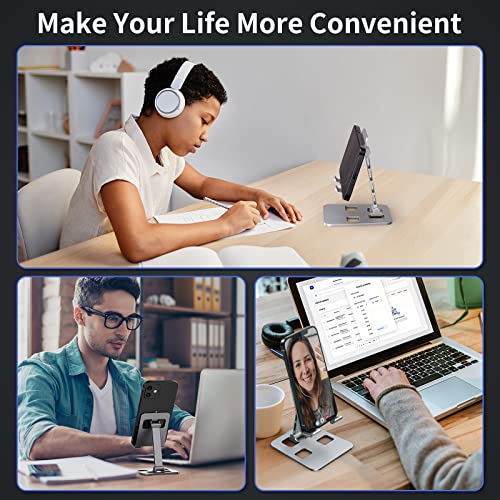 Sakya Folding Cell Phone Stand, Fully Adjustable Desktop Phone Holder Cradle Dock Compatible with Phone 14, Plus, Pro, Pro Max, 13 12 X XS,Android Smartphone, Pad (7-12"), Desk Accessories Upgrade