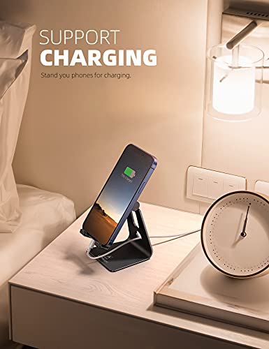 Adjustable Cell Phone Stand, Lamicall Desk Phone Holder, Cradle, Dock, Compatible with iPhone 14, Plus, Pro, Pro Max, 13 12 X XS,4-8" Phones, Office Accessories, All Android Smartphone, Black