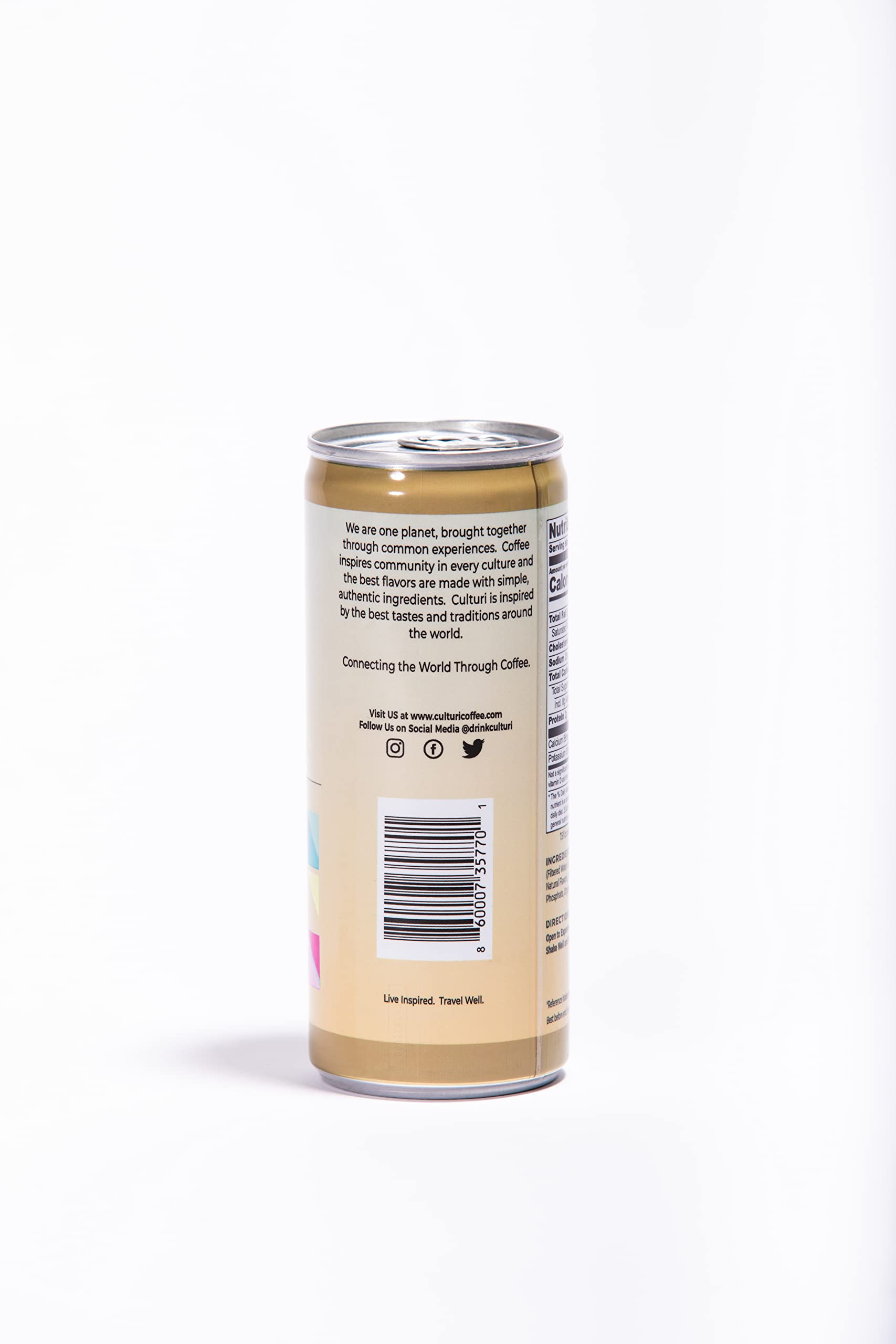 Culturi Organic Canned Coffee - All Natural Non-GMO Cold Brew Coffee with Whole Milk and Cane Sugar - Cafe Con Leche - Preservative Free, Shelf Stable, Best Served Cold (12 Pack of Cans)