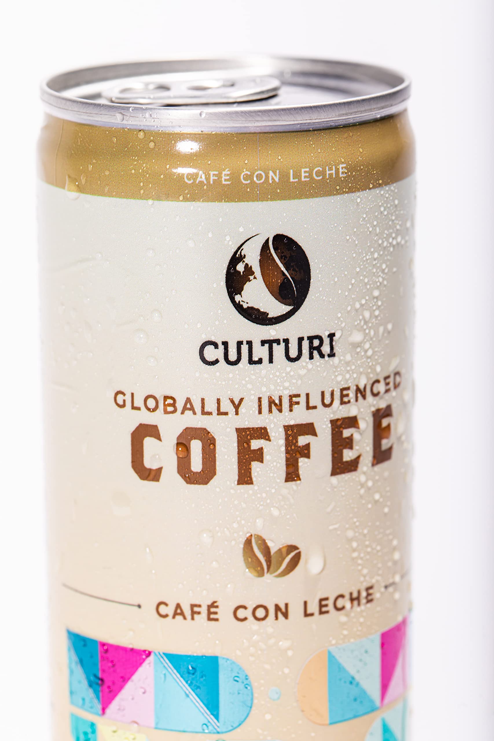 Culturi Organic Canned Coffee - All Natural Non-GMO Cold Brew Coffee with Whole Milk and Cane Sugar - Cafe Con Leche - Preservative Free, Shelf Stable, Best Served Cold (12 Pack of Cans)