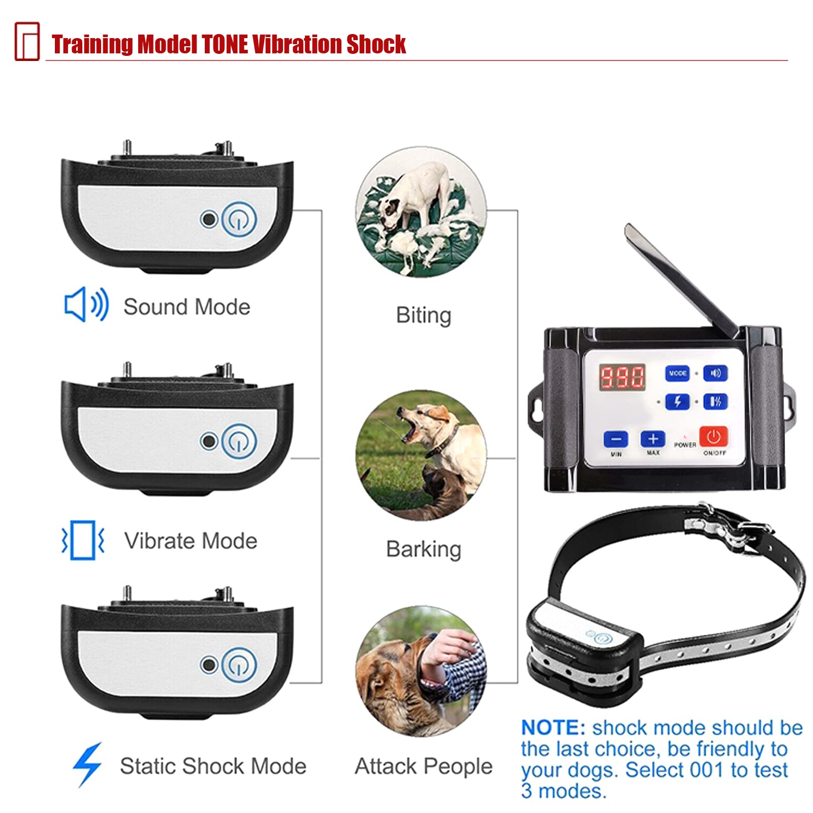 HEXIEDEN Wireless Electric Dog Fence,Pet Boundary Containment System,Safe Effective Vibrate/Shock Dog Collar,Waterproof,Rechargeable,Adjustable Range,Harmless,for 1 2 3 Dogs,for3dogs