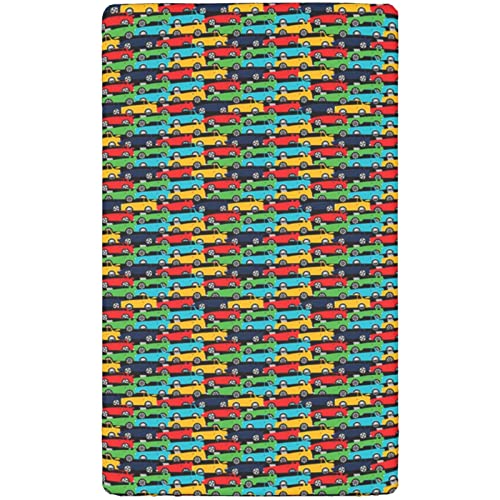 Race Car Themed Fitted Crib Sheet,Standard Crib Mattress Fitted Sheet Toddler Bed Mattress Sheets-Crib Mattress Sheet or Toddler Bed Sheet,28โ x52โ,Charcoal Grey Multicolor