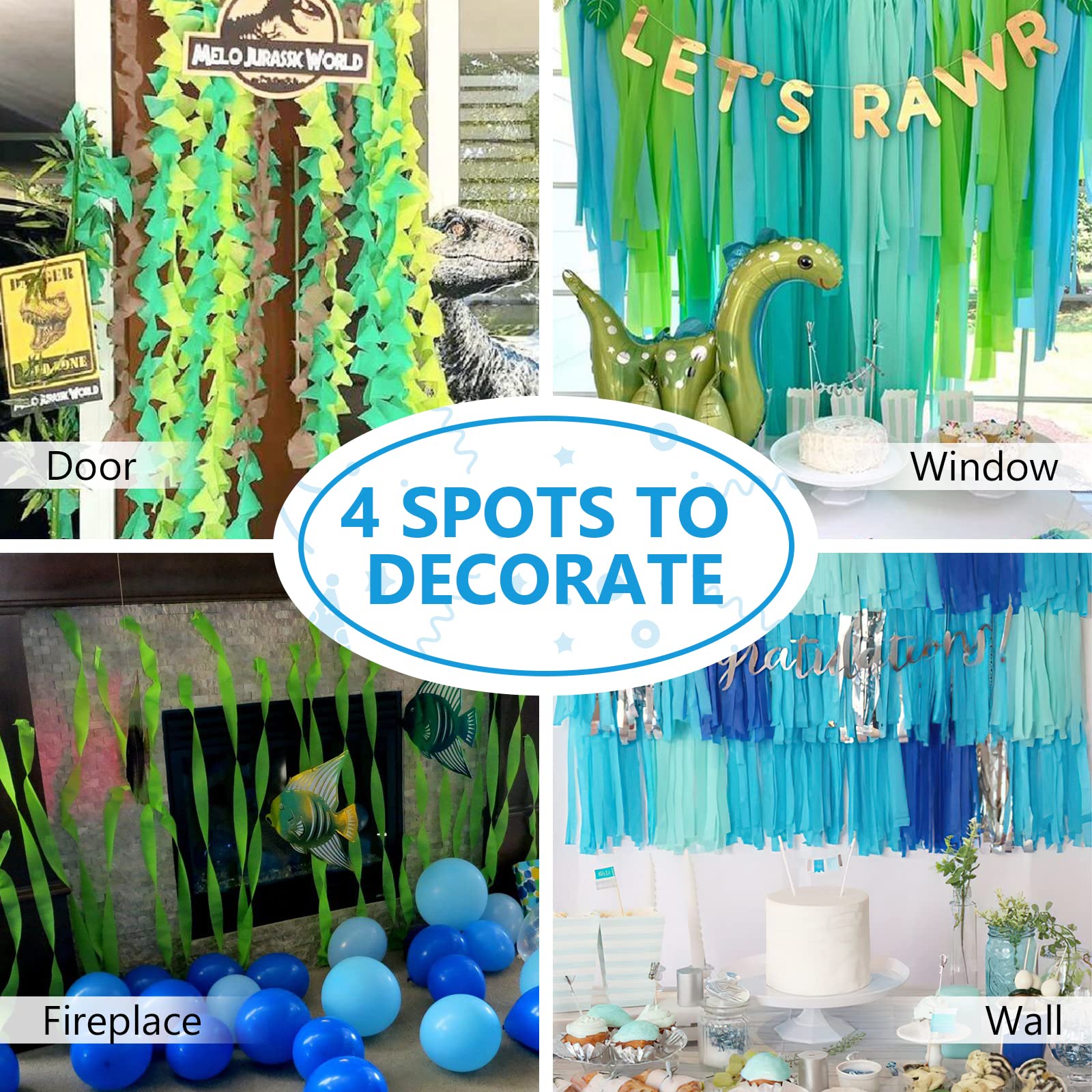PartyWoo, 51 pcs Blue Balloons and Crepe Paper for Balloon Garland, General Audience, Unisex, Birthday, Wedding Decorations