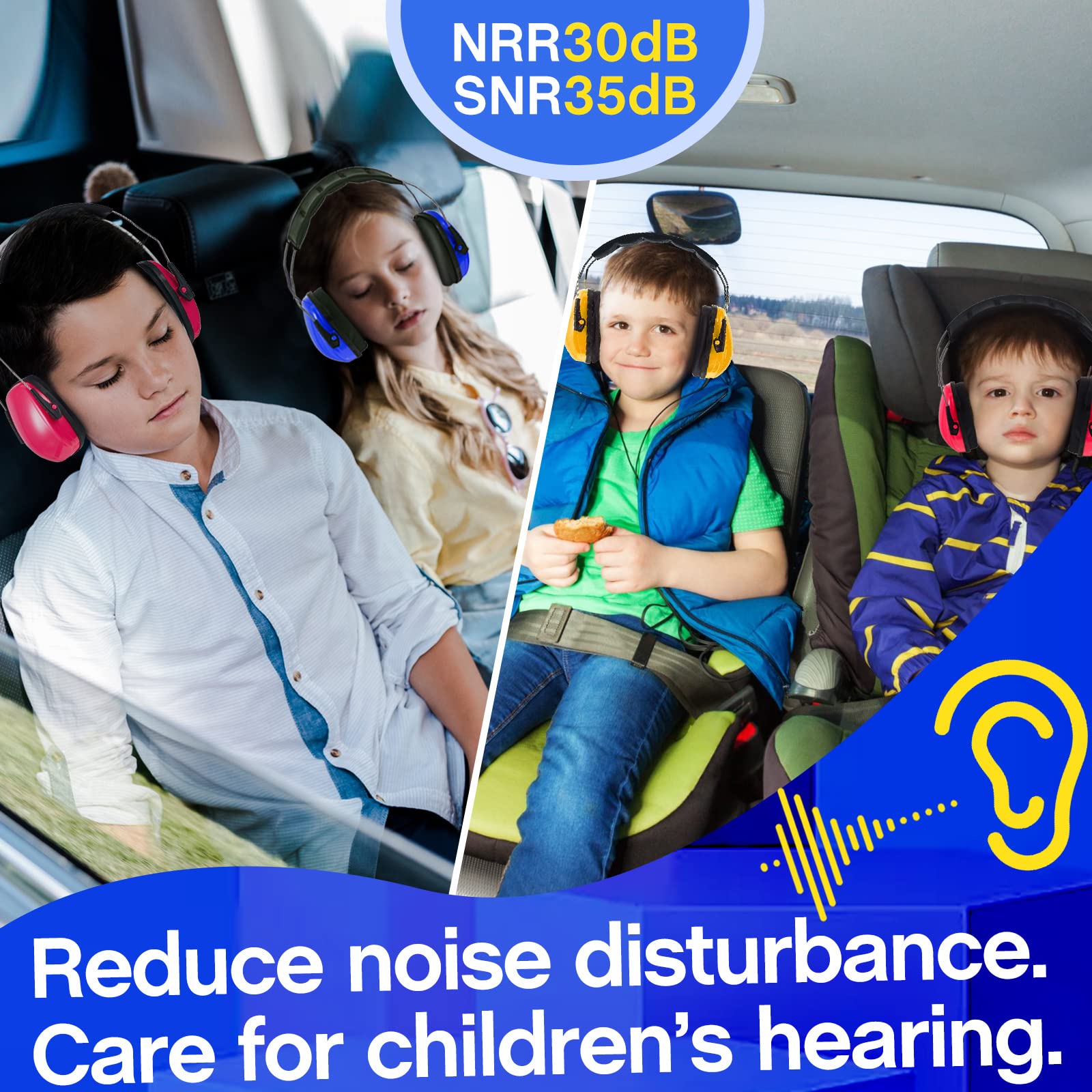 Amylove 6 Pcs Kids Noise Cancelling Headphones Ear Protection Earmuffs Noise Reduction Ear Muffs 30db Adjustable for Toddlers(Classic)