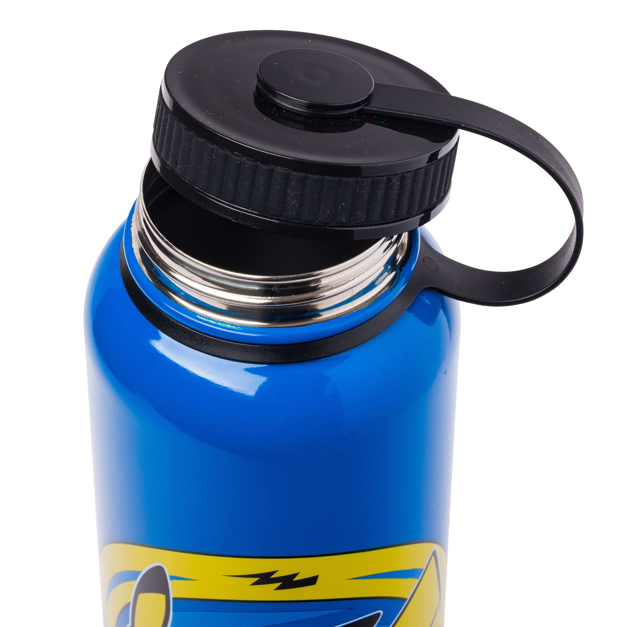 Silver Buffalo Pokemon Pikachu Lightning Bolt Stainless Steel Water Bottle With Twist Lid, 42 Ounces