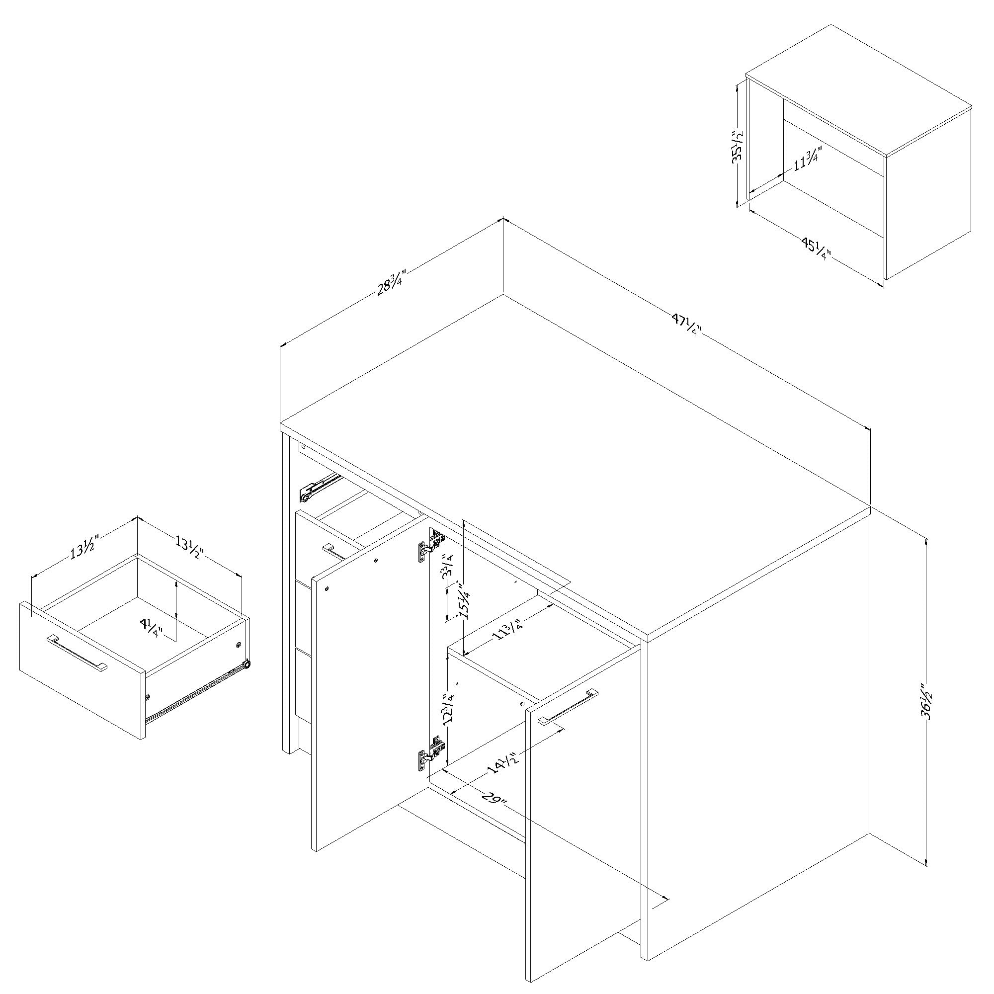 South Shore Myro Kitchen Island, Faux White Marble and White