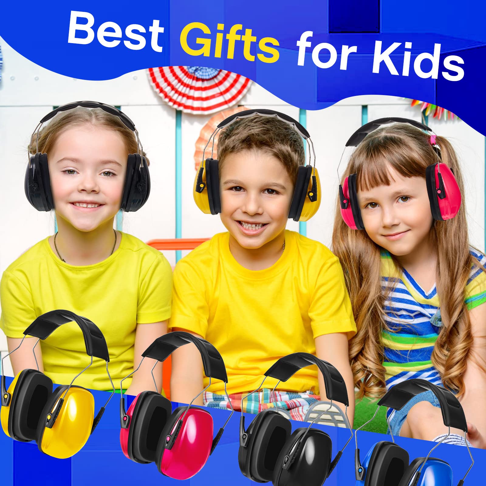 Amylove 6 Pcs Kids Noise Cancelling Headphones Ear Protection Earmuffs Noise Reduction Ear Muffs 30db Adjustable for Toddlers(Classic)