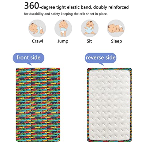 Race Car Themed Fitted Crib Sheet,Standard Crib Mattress Fitted Sheet Toddler Bed Mattress Sheets-Crib Mattress Sheet or Toddler Bed Sheet,28โ x52โ,Charcoal Grey Multicolor