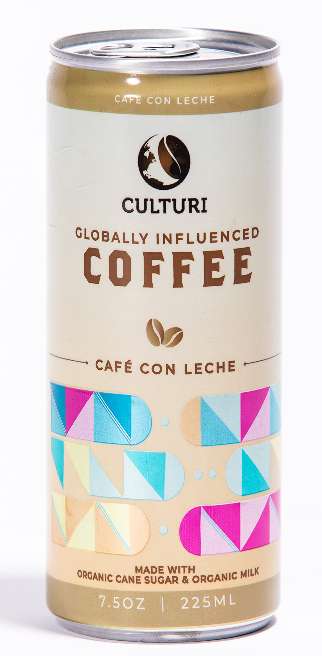 Culturi Organic Canned Coffee - All Natural Non-GMO Cold Brew Coffee with Whole Milk and Cane Sugar - Cafe Con Leche - Preservative Free, Shelf Stable, Best Served Cold (12 Pack of Cans)