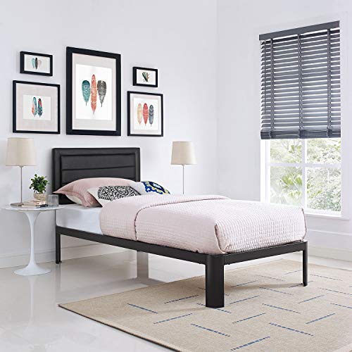 VECELO Faux Headboard Upholstered Heaboards Banded Tufted Modern Bed Backboard, Twin Size, Twin/Twin XL, Leather Black