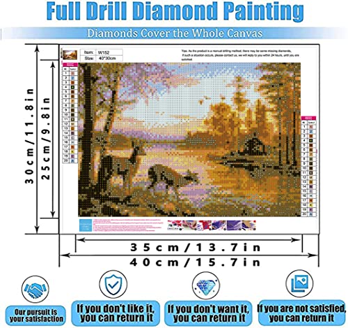 Eiazuiks Diamond Painting Kits for Adults, 5D Full Drill Diamond Art Deer Round Diamond Dots Gem Arts Suitable for Home Wall Decoration 12x16in